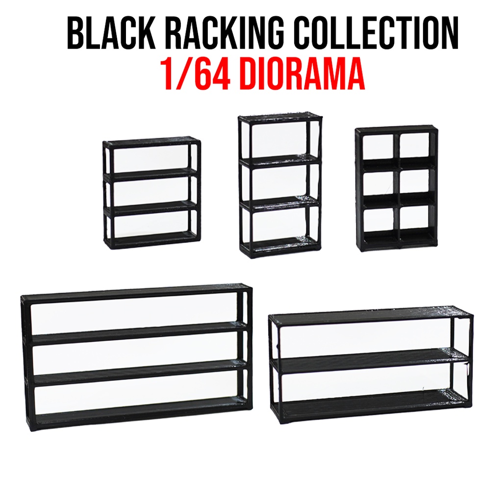 Black Rack Garage 5 Design 1/64 Diorama Diecast Organizer Hotwheels 1: ...
