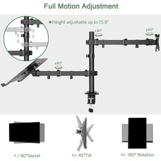 Meewoo Aluminum Height Adjustable Desktop Arm Monitor Holder Plus ...
