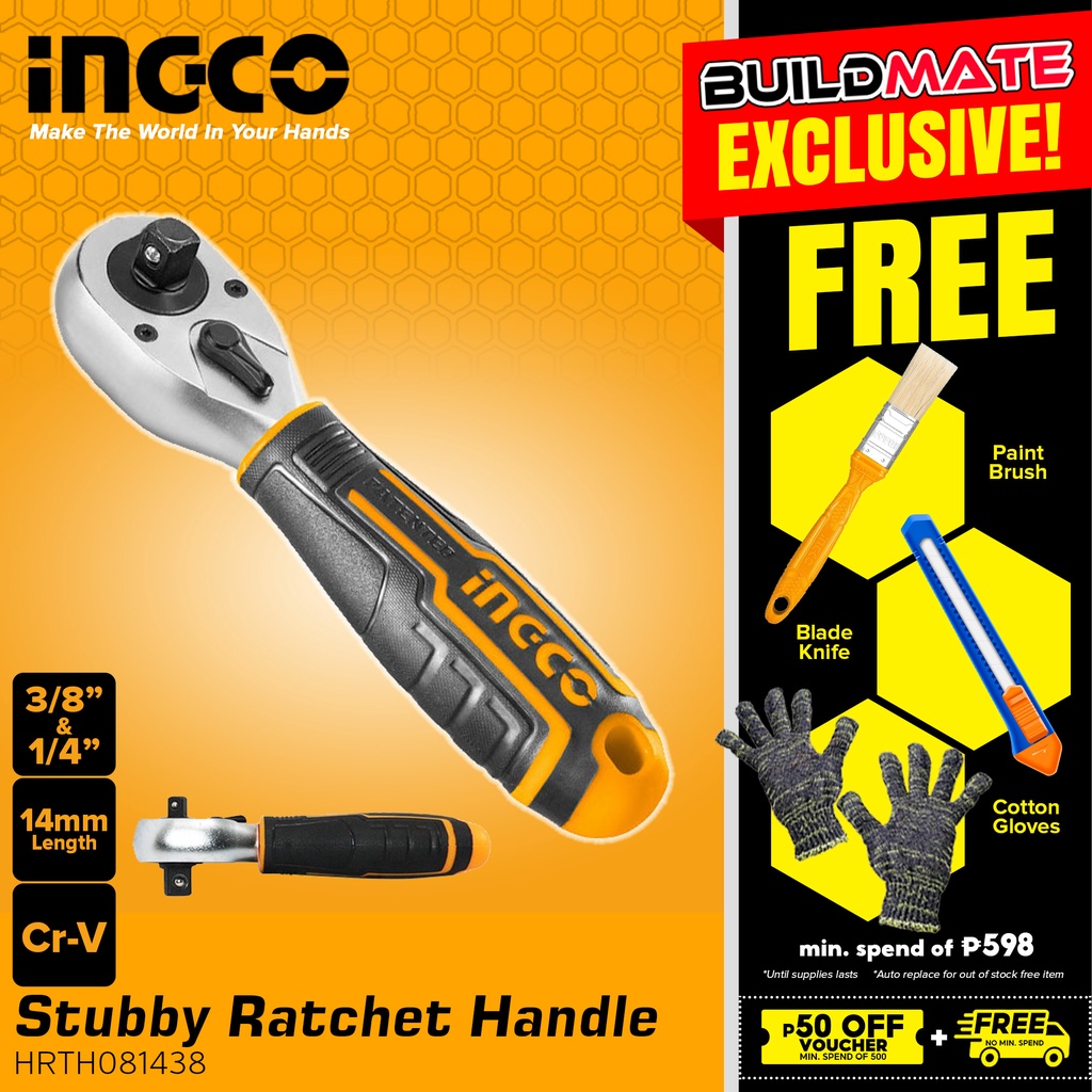 Ingco Stubby Ratchet Handle 1/4 3/8 inches HRTH081438 100% ORIGINAL ...