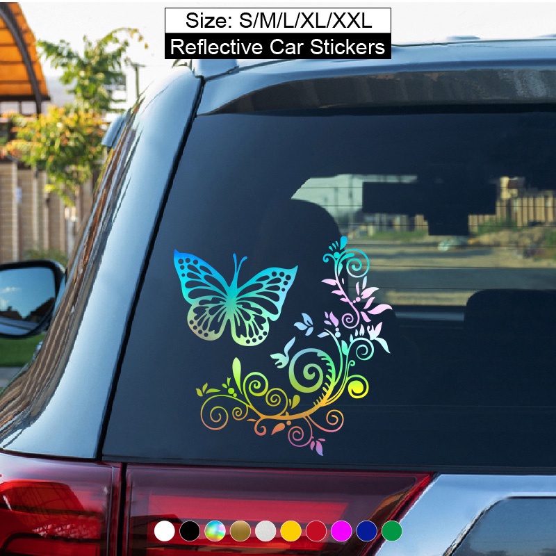 Butterfly Car Stickers Art Flower Reflective Vinyl Decal for Automotive ...