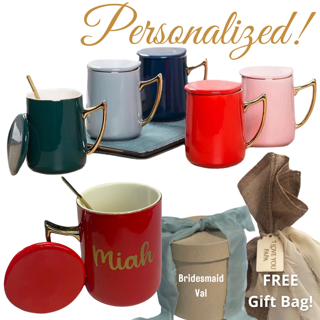 Personalized Ceramic Mug with Name Cover Lid Christmas Corporate ...