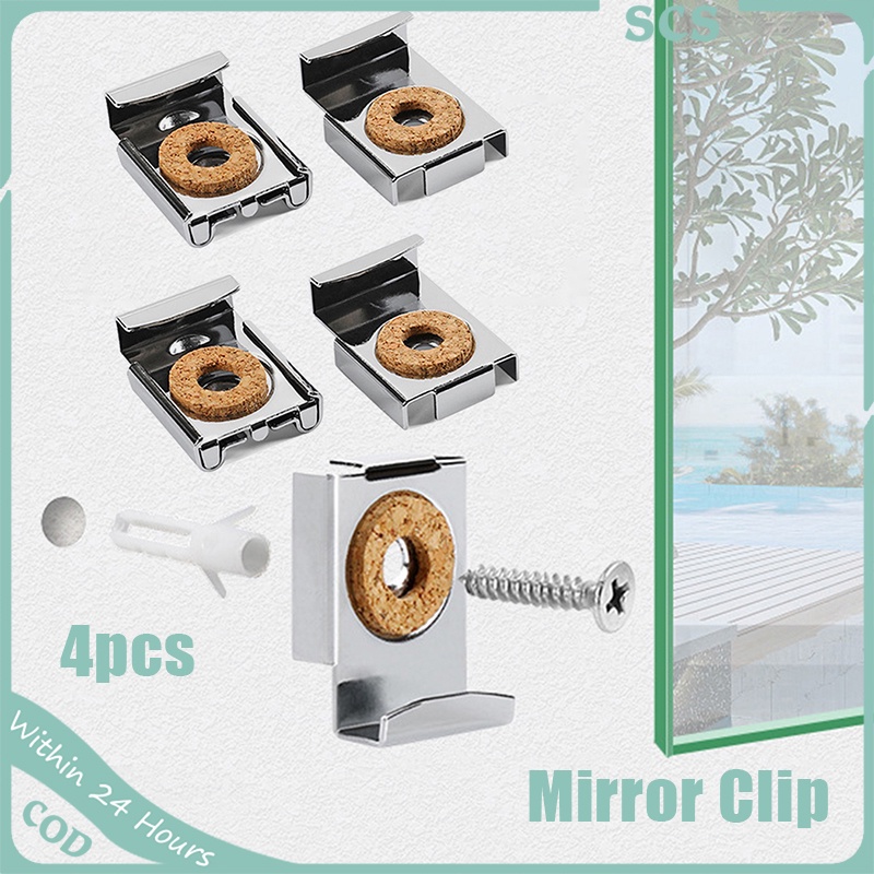 4PCS Mirror Clips Square Shape Wall-Mounted Mirrors Bracket Spring ...