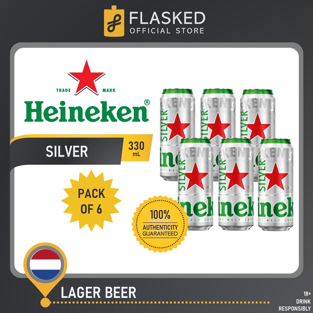 Heineken Silver Beer Can 330mL 6 Pack | Shopee Philippines