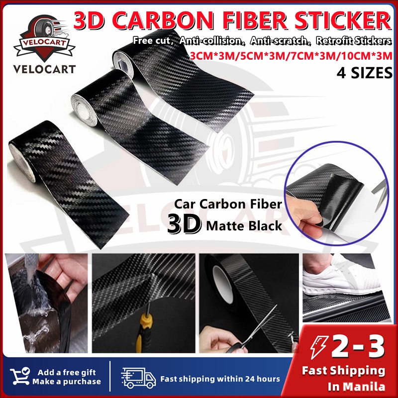 3D Carbon Fiber Nano Coating Sticker Matte Black Sticker Car Side ...