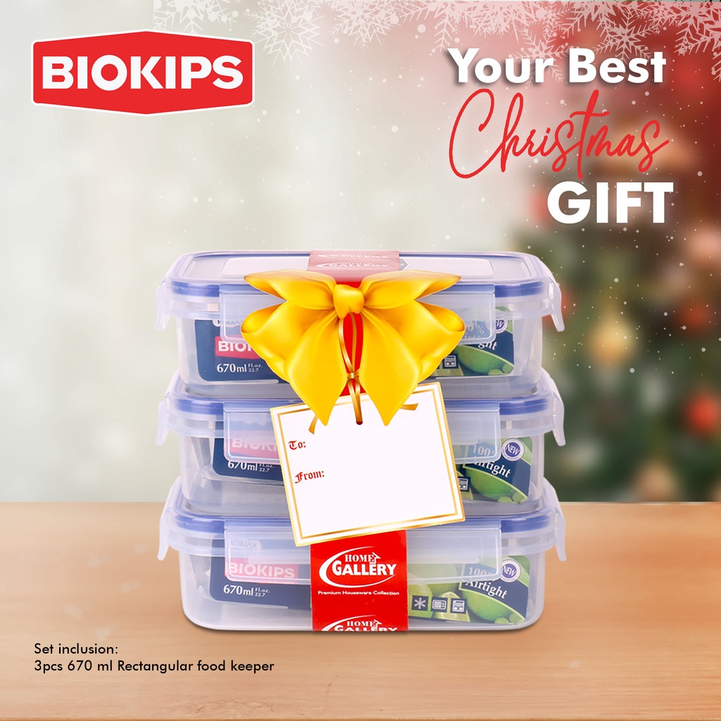 Biokips Rectangular Food Keeper Set 3P (3pcs 670ml) | 100% Airtight and ...