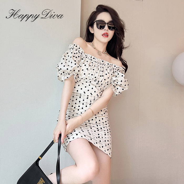 Happy Diva Ph Sexy One Shoulder Off Fungus Edge Puff Sleeve Wrap Hip