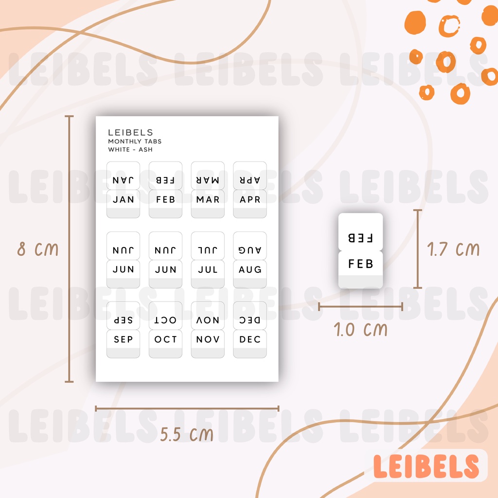 Mini Monthly Tabs Minimalist Mini Planner Tabs Mini Sticker Tabs Cute ...