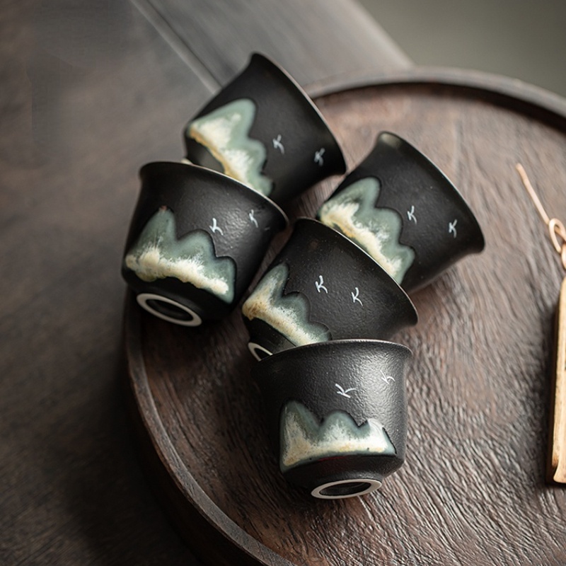 Black ceramic master single cup Ceramic Tea Set Vintage Kungfu Tea Cup ...