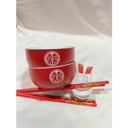 Tinghun Bowl Chinese Wedding Red Bowl (with Hee/ double happiness sign ...