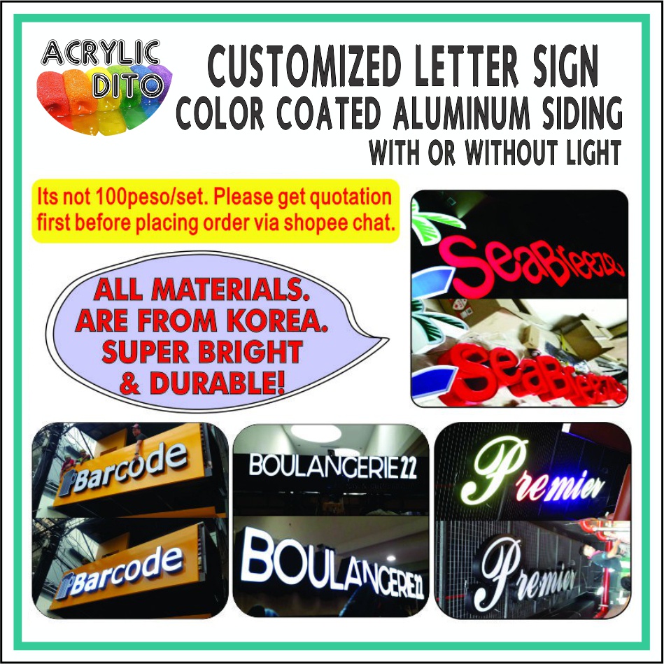 Customized Aluminum Letter Signage / LED Light Sign Acrylic DIY ...