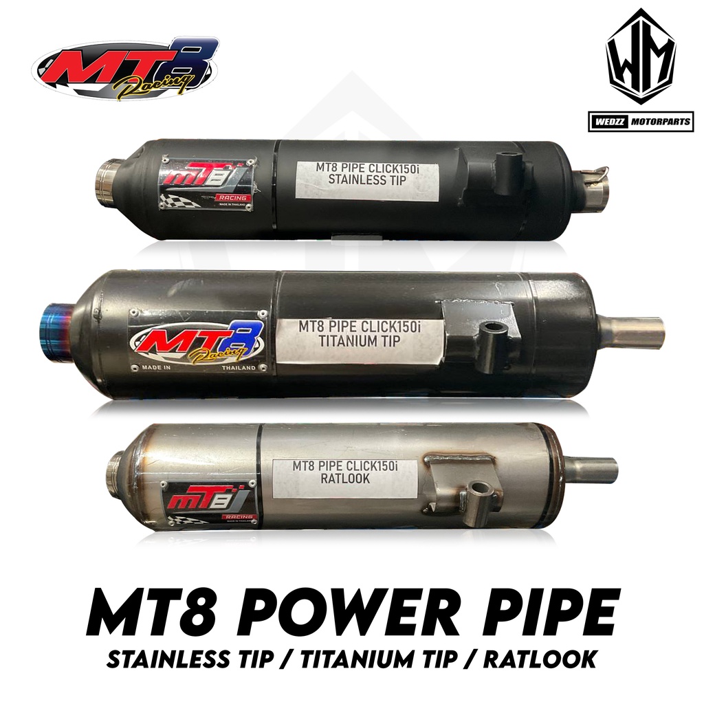 POWER PIPE MT8 STAINLESS TIP / TITANIUM TIP / RATLOOK (AEROX/CLICK/NMAX ...