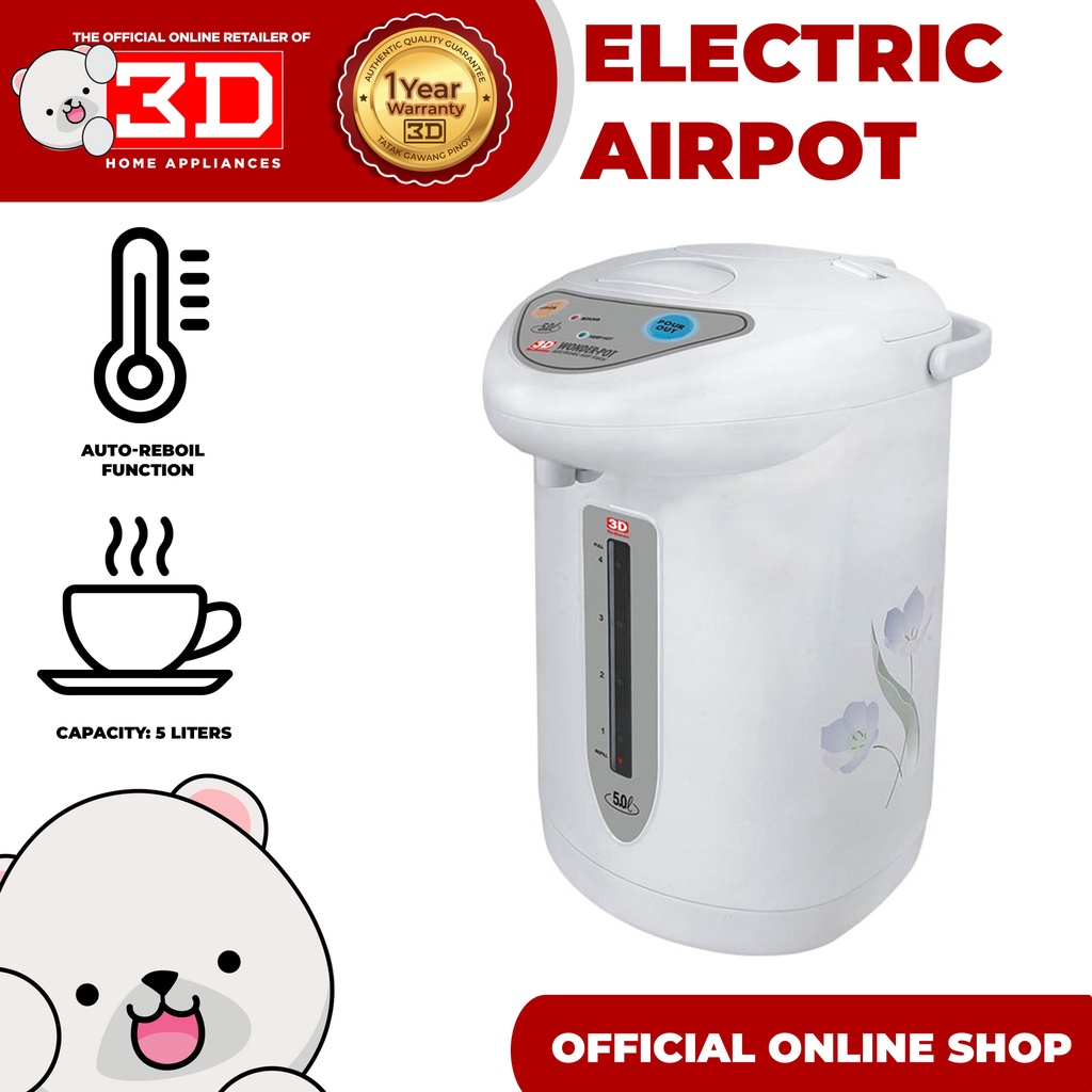 3D EAP-500RE Easy Touch Manual & Auto Dispense Electric Airpot / Thermo Pot 5L | Shopee Philippines