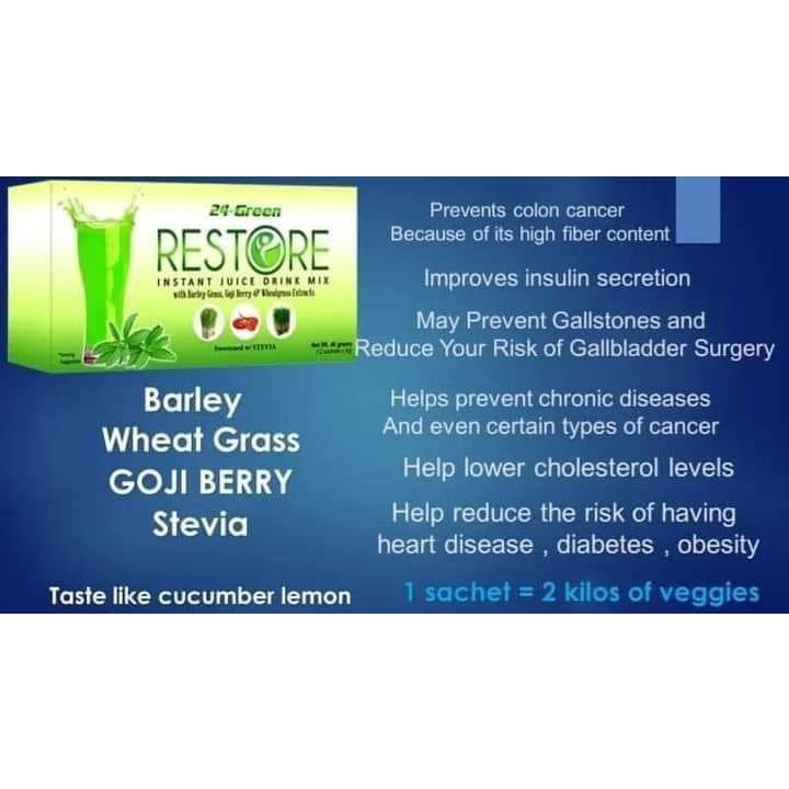 24 GREEN RESTORE JUICE (COLON CLEANSING) 1 SACHET=2 KG VEGGIES | Shopee ...