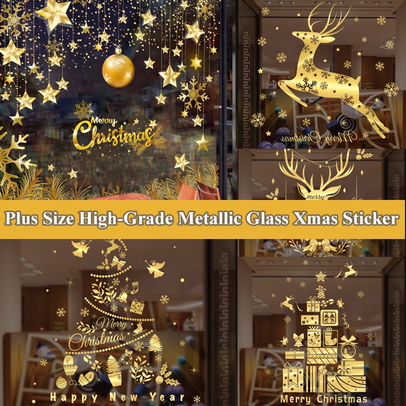60x80/50x70cm Large Gold Glass Sticker For Window Christmas Glass ...