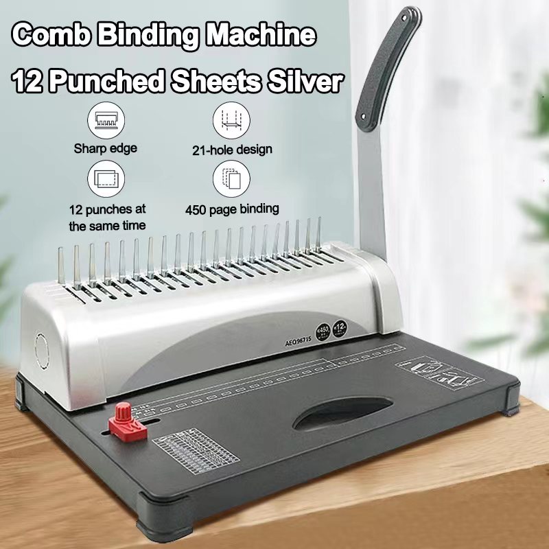 Combing binding machine 12 pieces of perforation paper silver office A4 ...