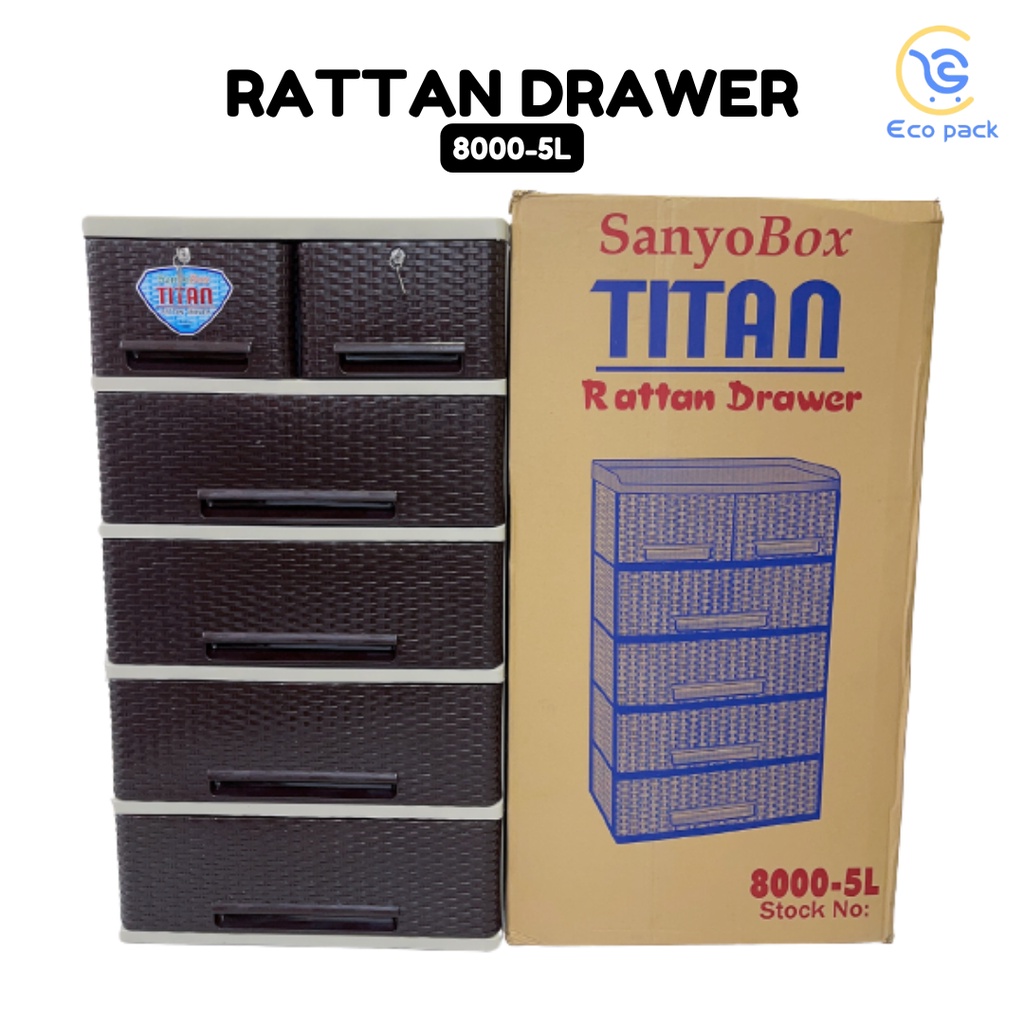 Sanyo Box Titan Rattan Drawer Cabinet Organizer with Lock | Shopee ...