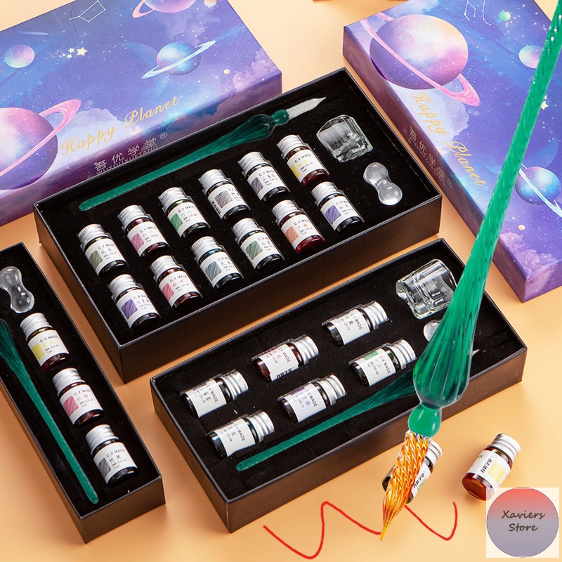 Glass Dip Pen Ink Set, with 12 Colorful Inks, Caligraphy Kits for Art ...