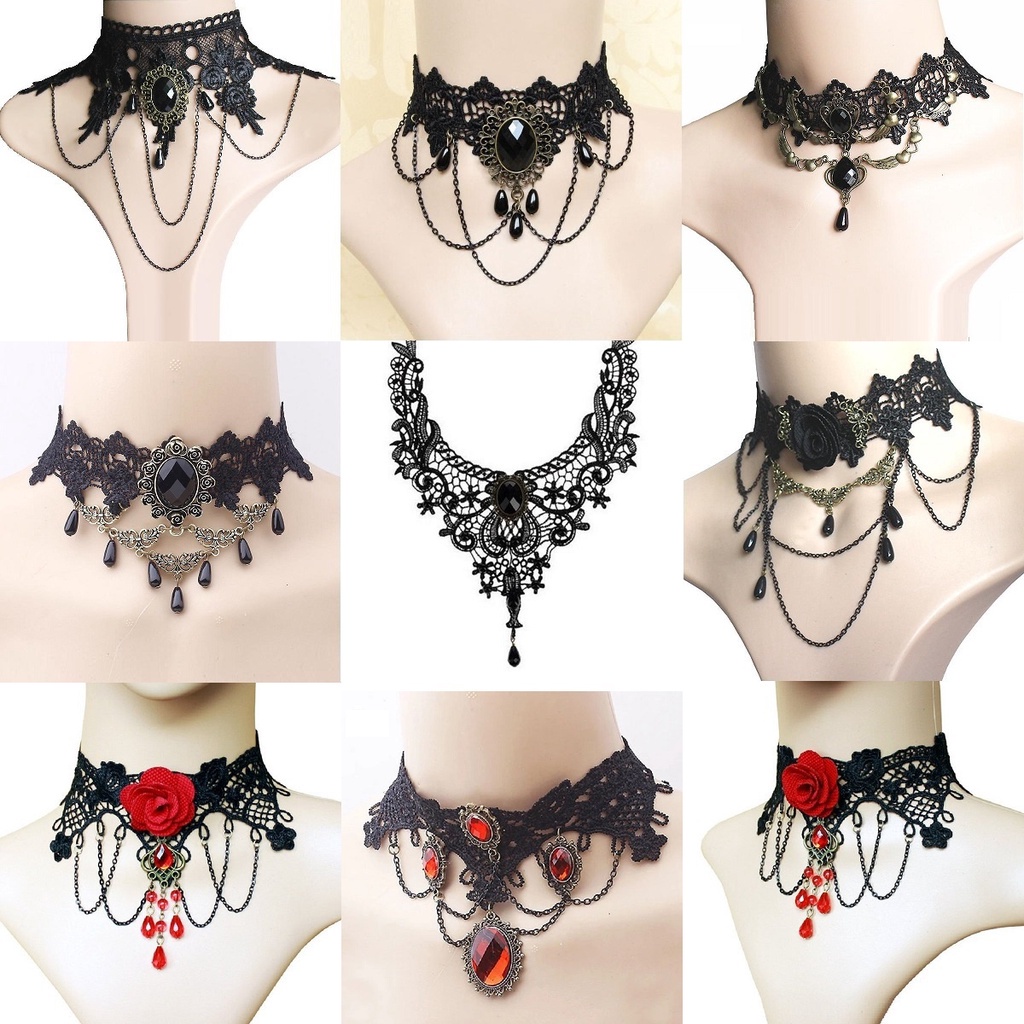 Black Lace Necklace Chokers Vintage Style Female Gothic Wedding Red ...
