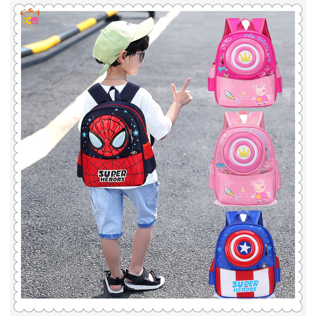 C&A 32cm Kids Backpack Kindergarten Schoolbag Peppa Pig Spiderman ...