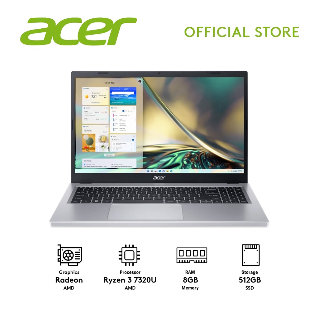 Acer Aspire 3 A315 24p R4kg 156 Hd Amd Ryzen 3 7320u 8gb 512gb Ssd Amd Radeon Windows 11