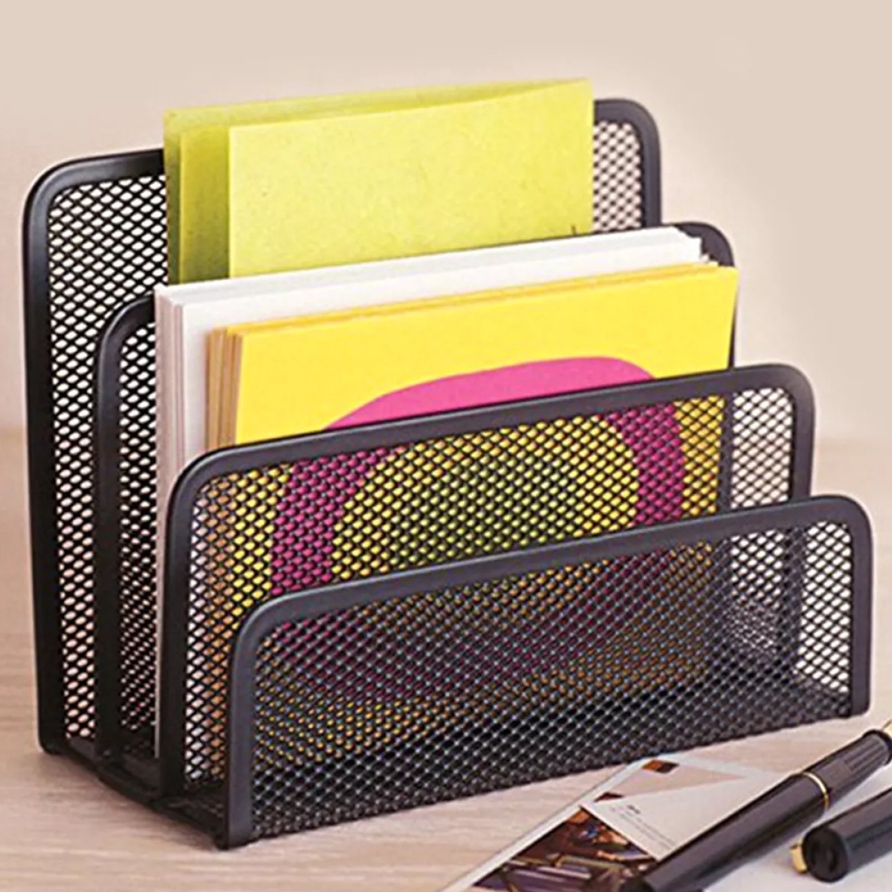 Small Office Letter Sorter Desktop Metal Mesh File Organizer with 3 ...
