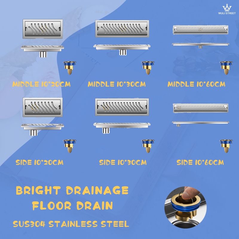 COD Linear Floor Drain SUS304 Stainless Steel Shower Drainer Bathroom ...