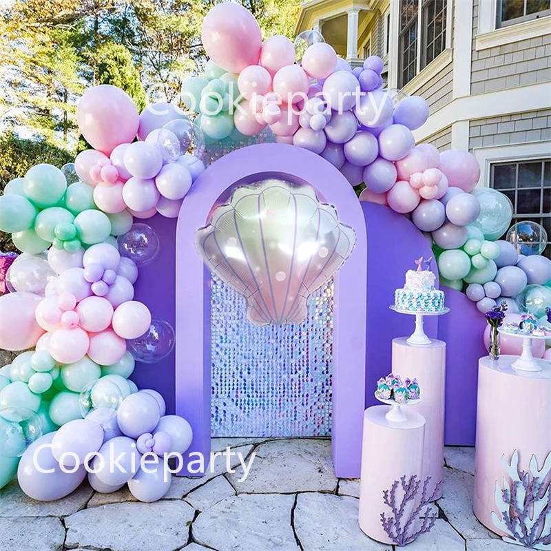 146pcs/set Mermaid Tail Balloon Garland Kit Macaron Shell Foil Ballon ...