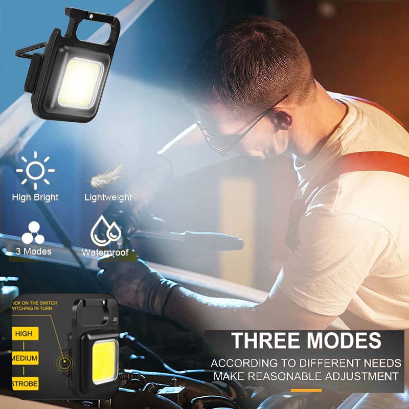 COB Keychain LED Light Camping Rechargeable Flashlight for Outdoor ...