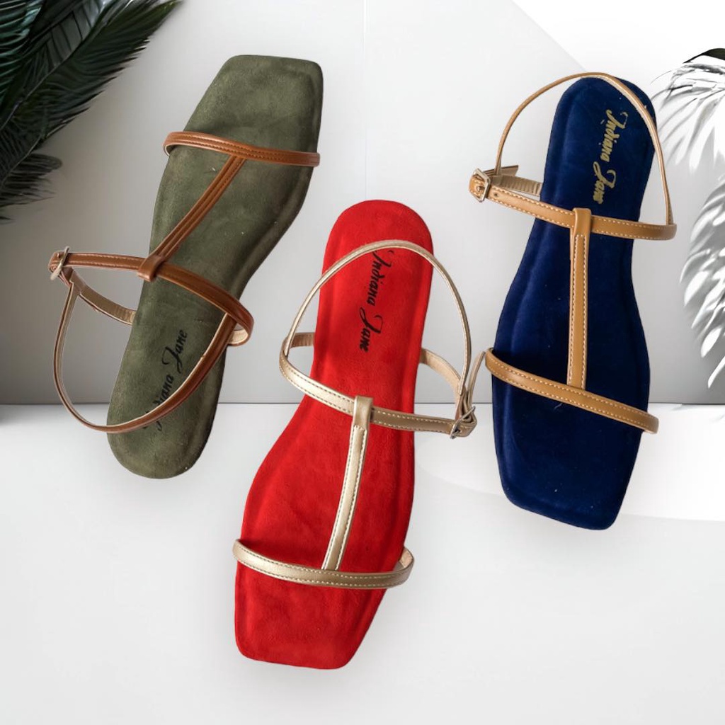 AMBER T Strap Cushioned Flat Sandals | Shopee Philippines