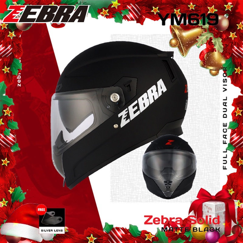Zebra 619 Men's Full Face Motorcycle Helmet Double Sunshade Motor ...