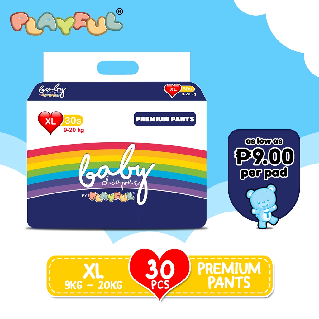 Baby Diaper by Playful Premium Pants XL 30's | Shopee Philippines