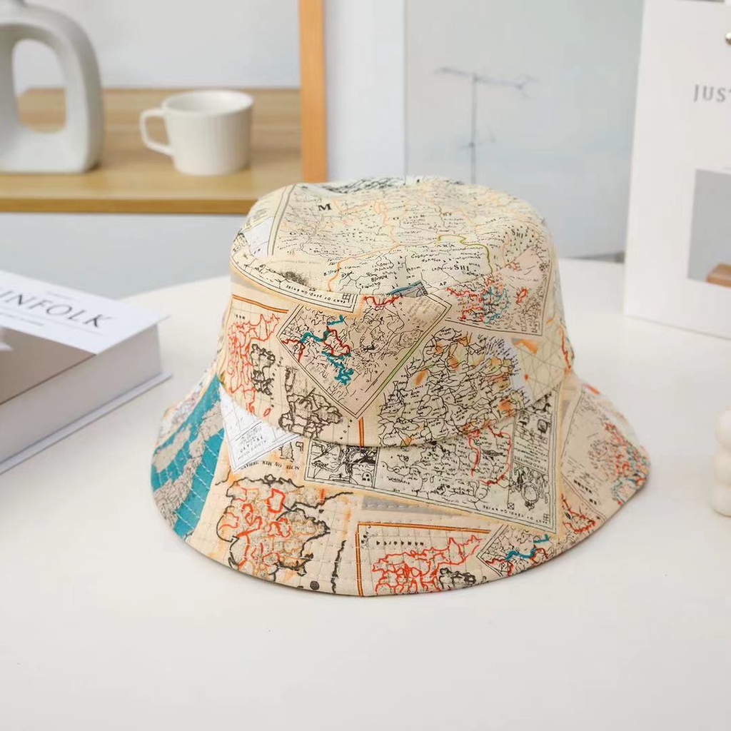 World Map Double-sided Bucket Hat Reversible Hat Fisherman Hat Unisex ...