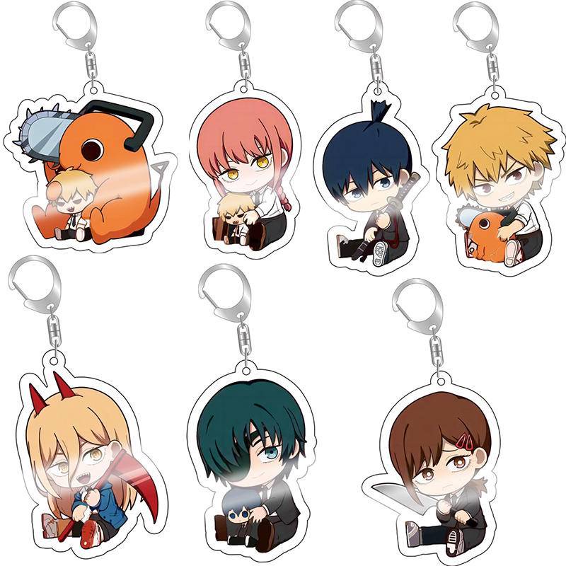 2022 Anime Chainsaw Man Kawaii Cosplay Keychain Denji Makima Aki ...