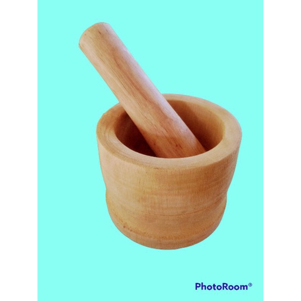 wood mortar pestle almires matibay regular size | Shopee Philippines