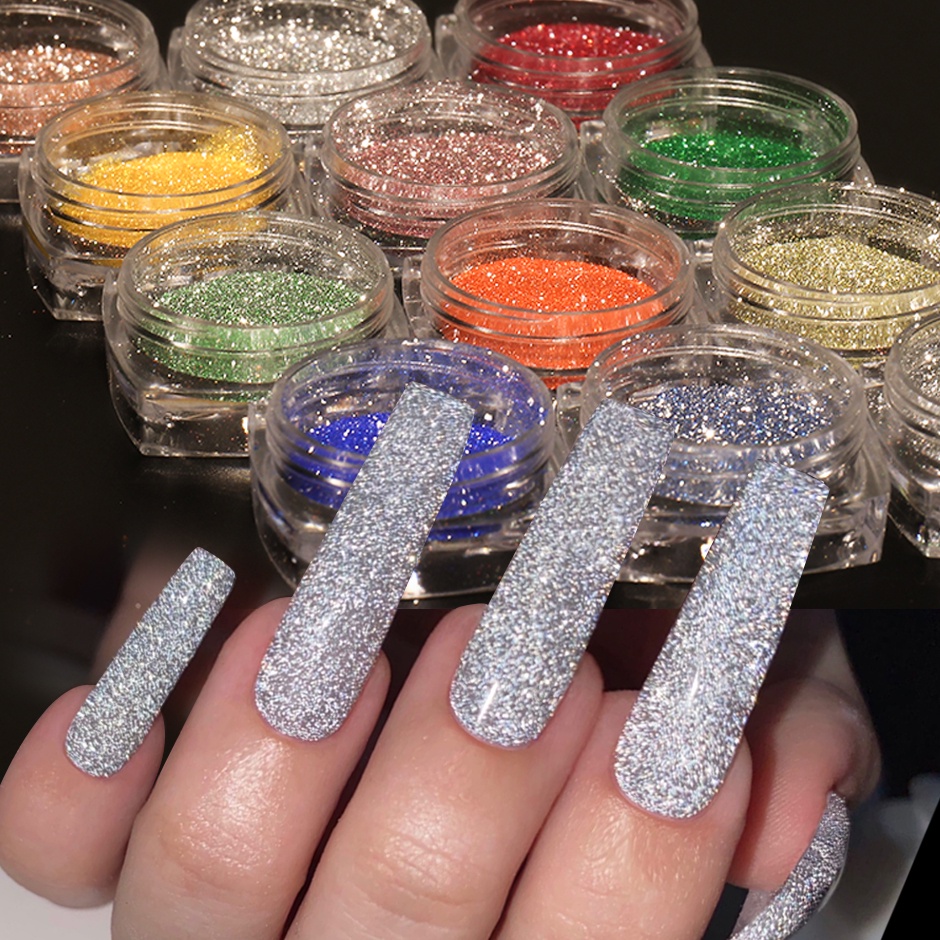 Dazzling Glitter Reflective Nail Powder Glitter Sparkles Diamond ...