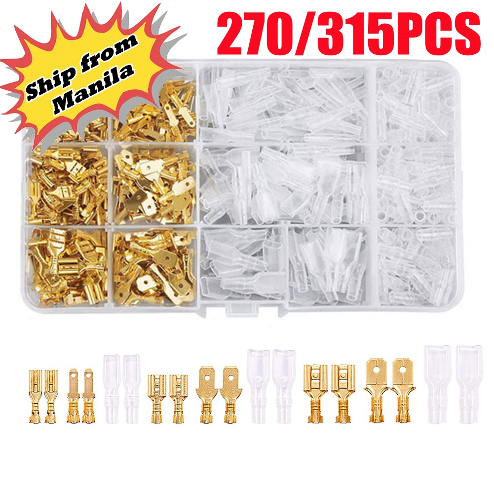 315PCS Quick Splice 2.8/4.8/6.3mm Male and Female Wire Spade Connector ...