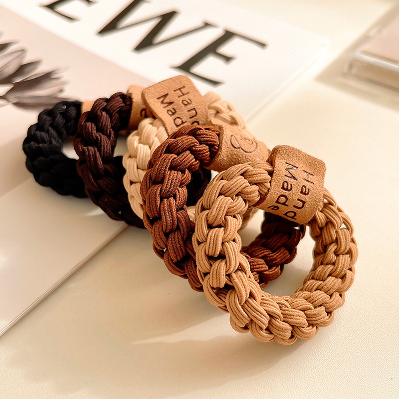Braided bear logo hair tie simple ponytail braid high elasticity ...