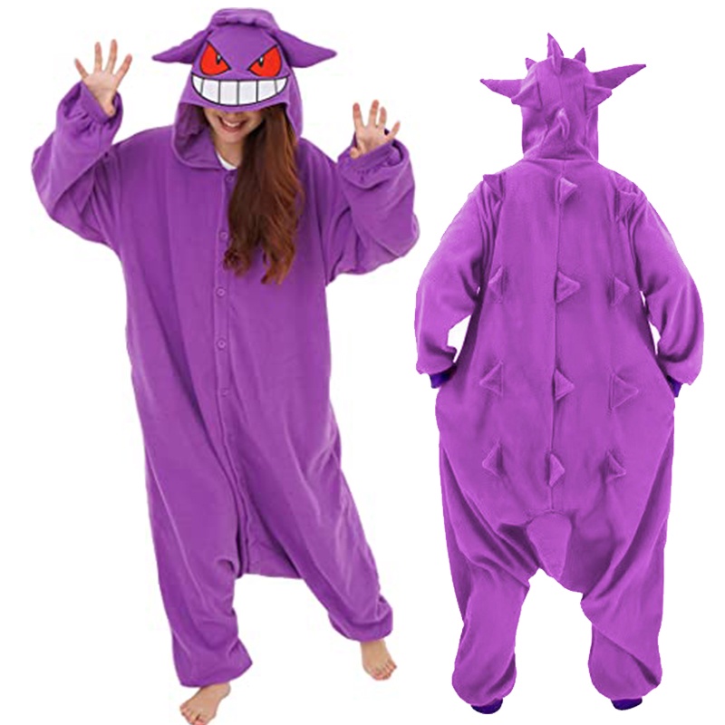 Autumn and Winter Gengar Pokemon Kigurumi Onesie Pajamas Couples Parent ...