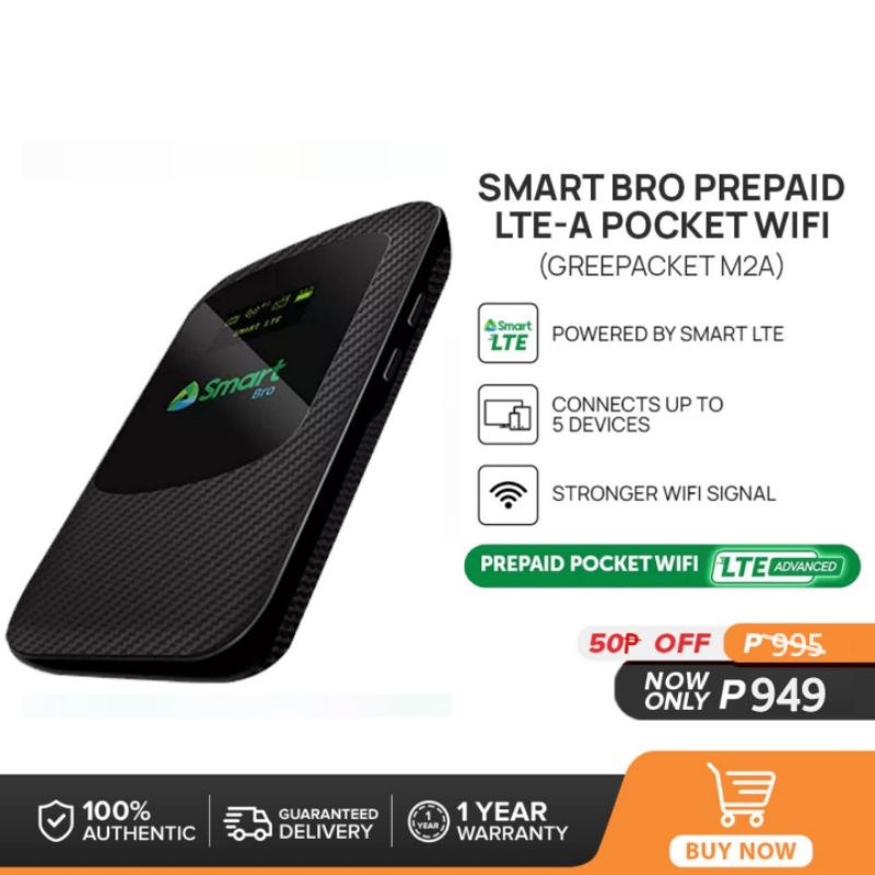 Smart Bro Pocket WiFi Prepaid Greenpacket M2A LTE-A Advanced | Shopee Philippines