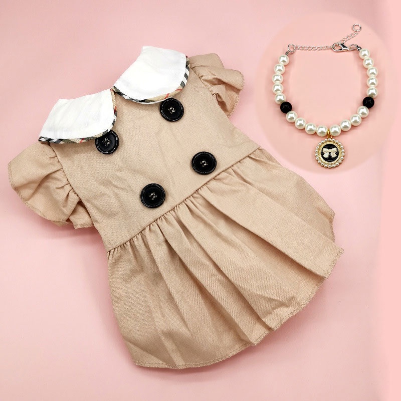 Khaki Fashion Dog Clothes Dress for Shih Tzu Birthday Costume Pet ...