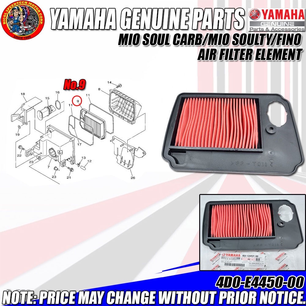 MIO SOUL CARB/MIO SOULTY/FINO AIR FILTER ELEMENT (YGP) (GENUINE: 4D0 ...