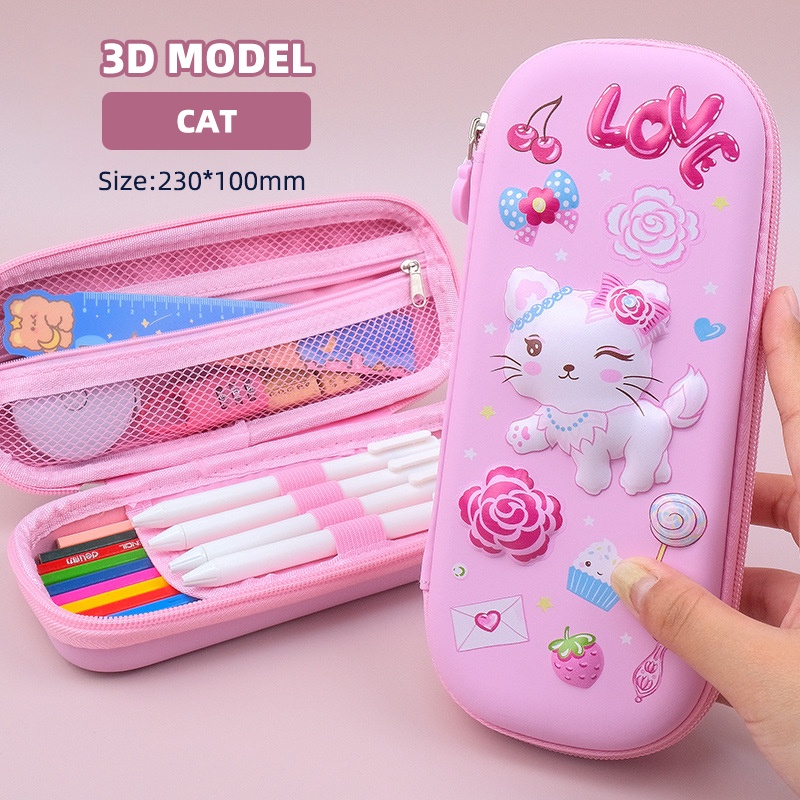 3D Cute Cartoon Pencil Box for Kid Large Capacity Portable Storage ...