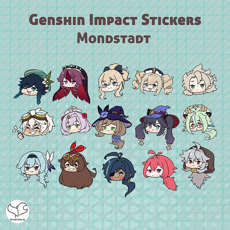 Genshin Impact Icon Sticker Mondstadt (WATERPROOF) | Journal Stickers ...
