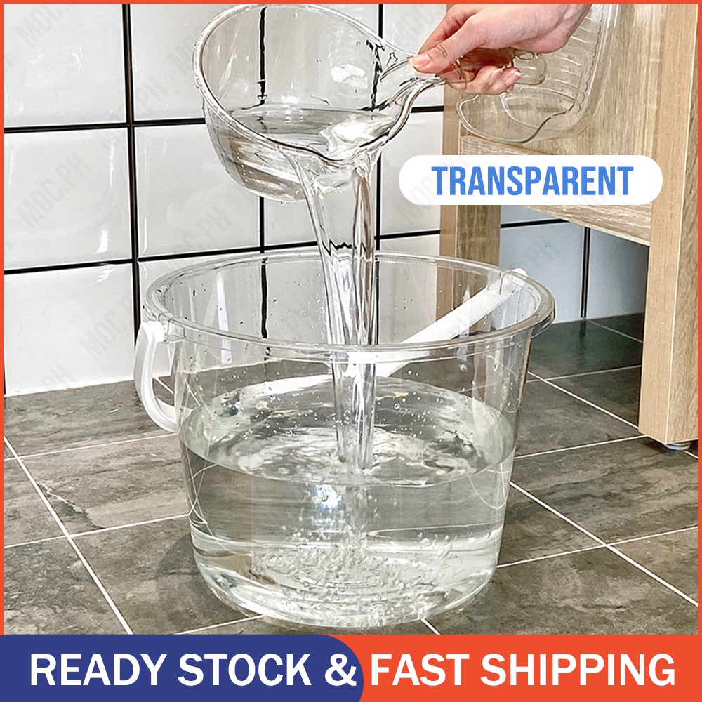 Hot Transparent Timba Plastic Bucket Timba with Dipper and Basin Tabo Palanggana Ins | Shopee ...