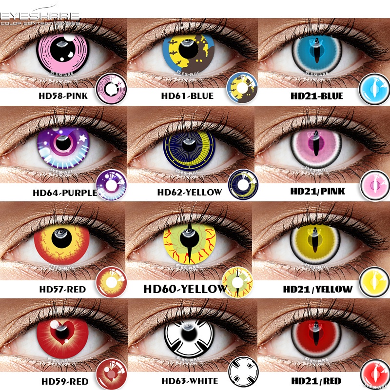 EYESHARE 2pcs Contact Lenses Cartoon Naruto Cosplay Lens for Eyes ...