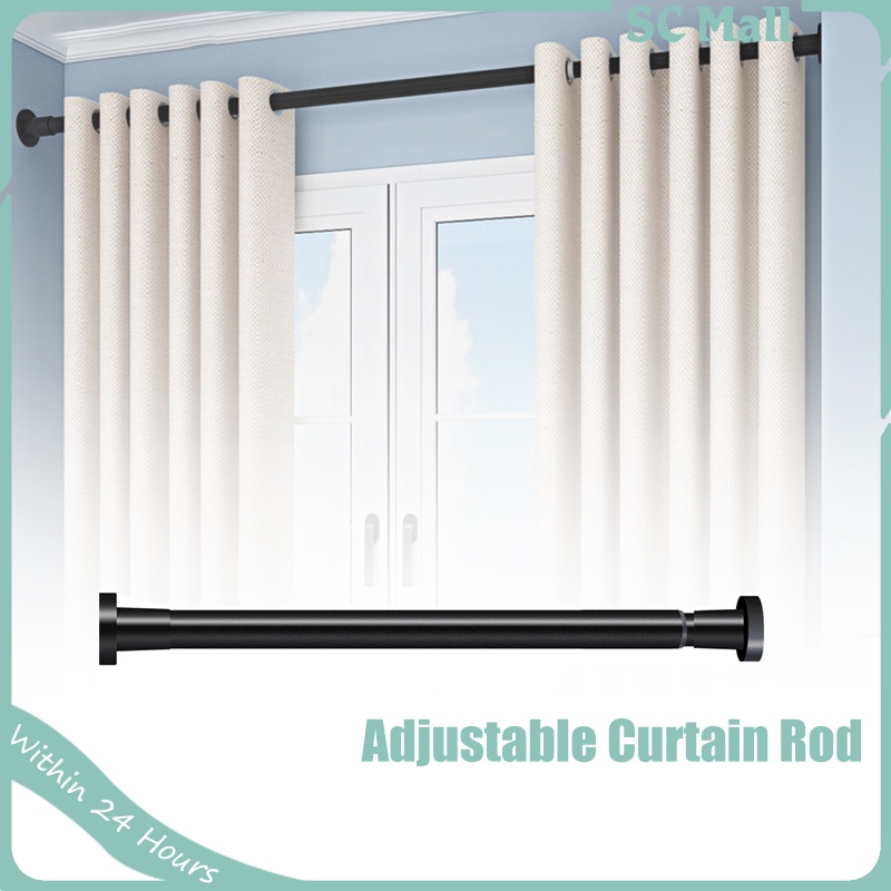 Retractable Clothes Rod Curtain Rod No Drilling Adjustable Tension ...
