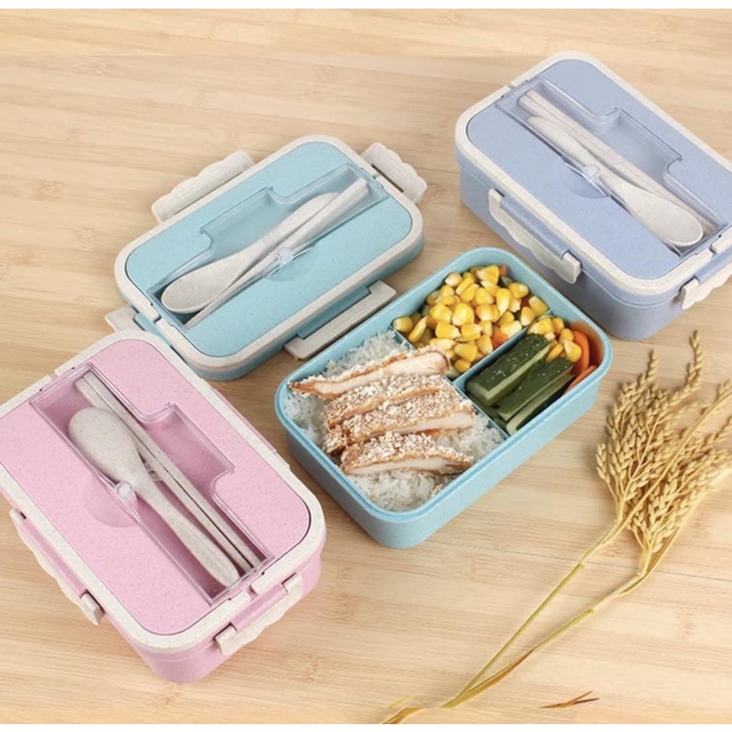 Wheat straw heat preservation lunch box student lunch box three ...