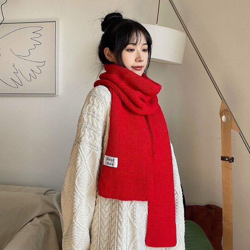 [Warm Scarf] Wool Scarf Solid Color Women Autumn Winter Bib Rectangular ...