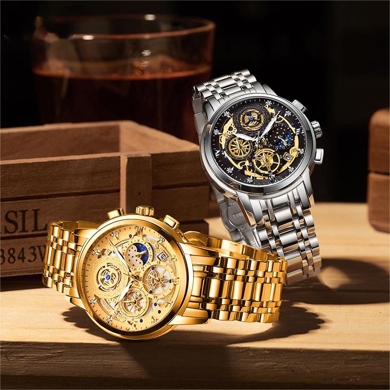 BINBOND Original Waterproof Stainless Steel Automatic Men's Watch Sun ...