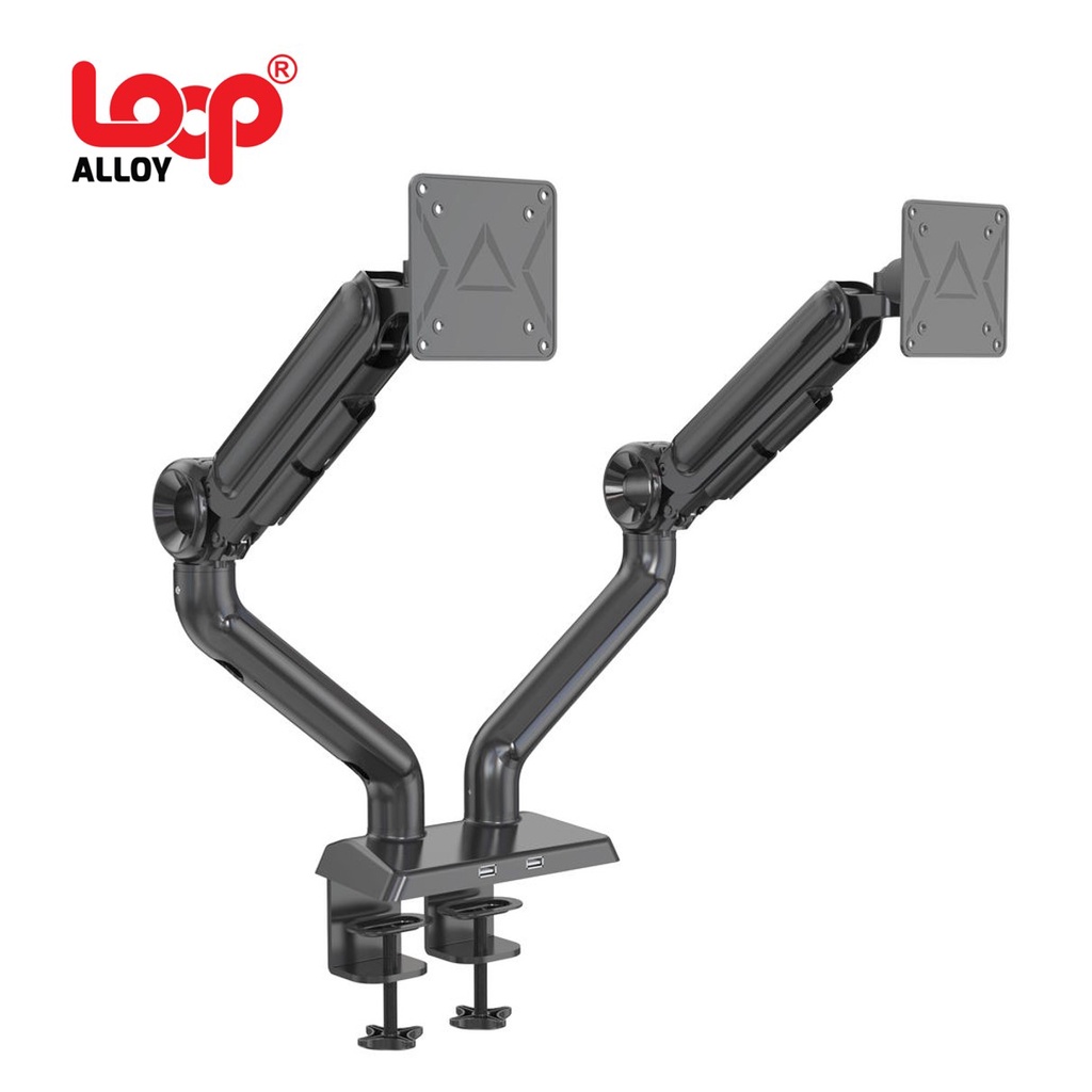 Loop Alloy Dual Gas Spring Monitor Mount w/ Clamp & Grommet 18-35 ...
